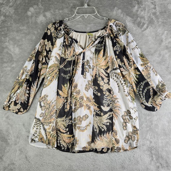 fig and flower | Tops | Fig And Flowers Top Womens Black Cream Peach ...